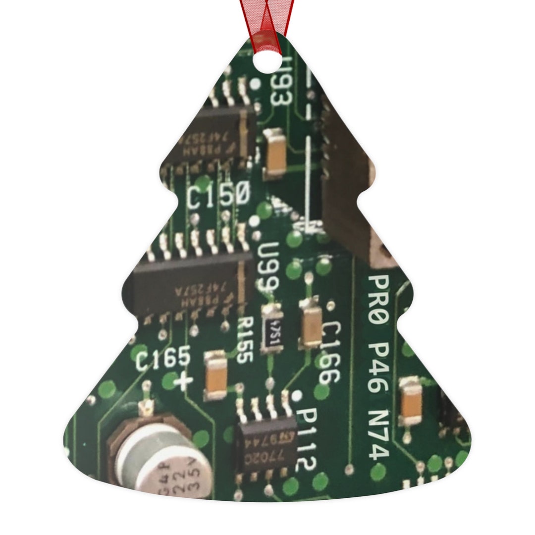 PCB Pattern Metal Ornaments - Unique Green Circuit Board Christmas Tree ...