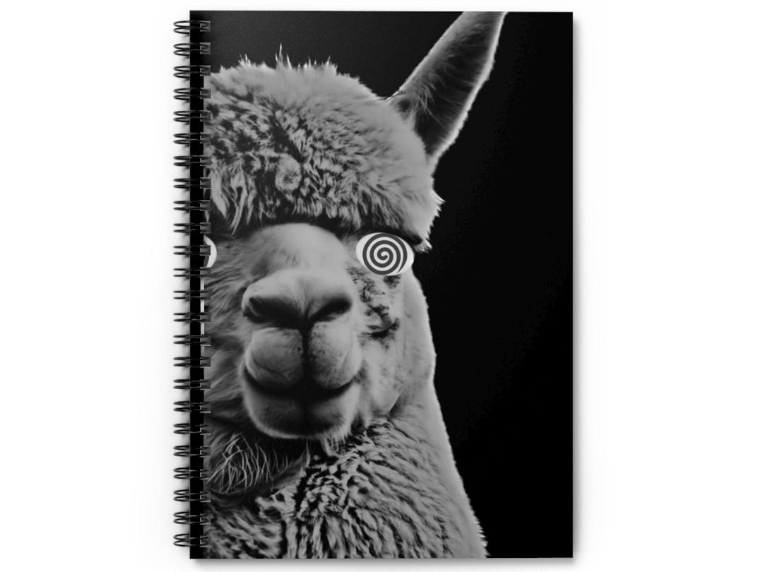 Trippy Alpaca Spiral Notebook, Psychedelic Sketchbook Crust Punk Grunge ...