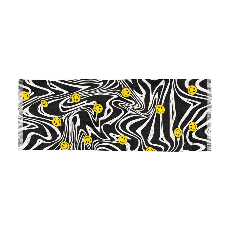 Trippy Smiley Face Trance Pashmina, Abstract Psychedelic Boho Raver ...