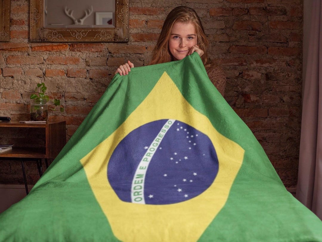 Brazilian Flag Blanket, Brazil Flag Velveteen Plush Throw, Latino Decor ...
