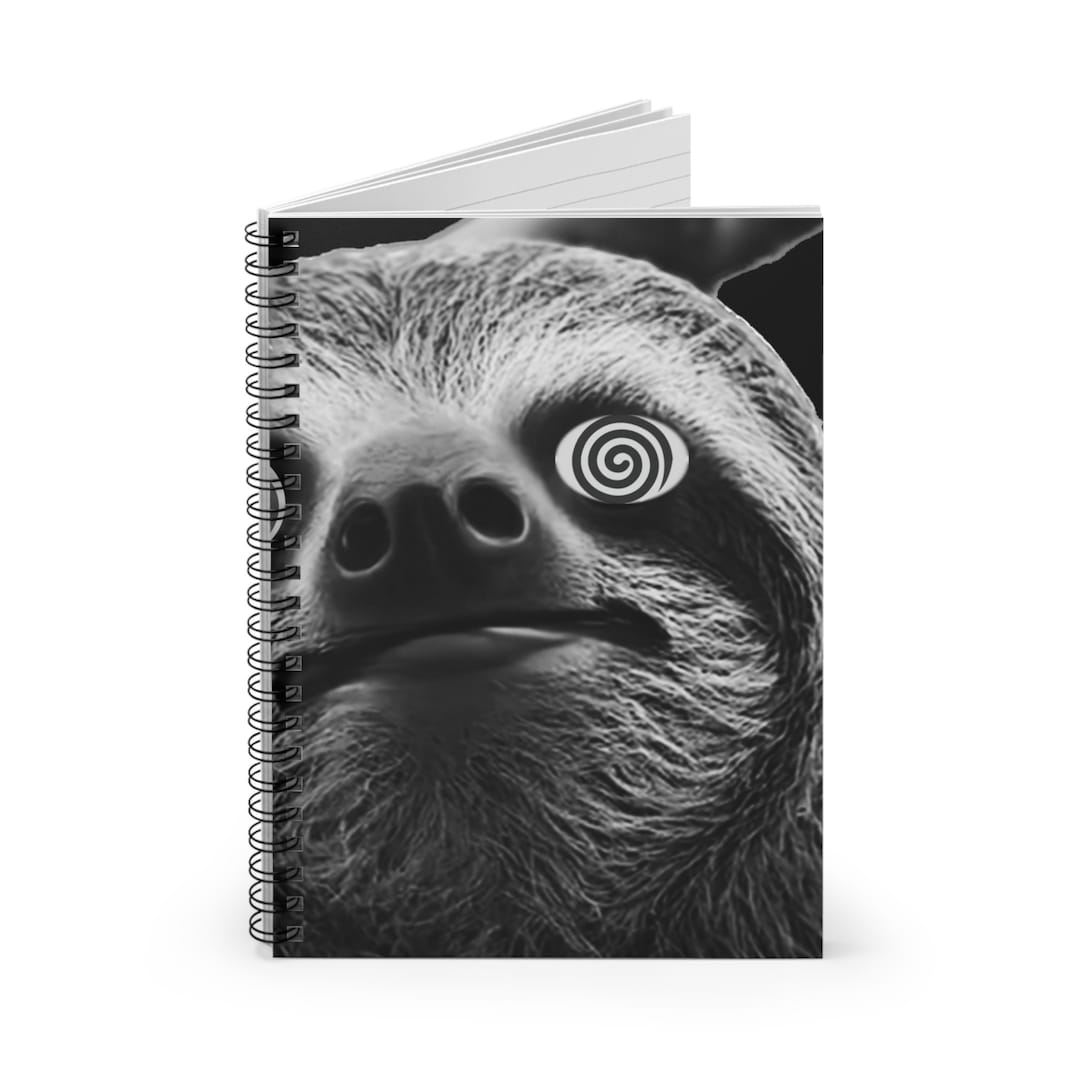 Trippy Sloth Spiral Notebook, Psychedelic Note Book, Crust Punk Grunge ...