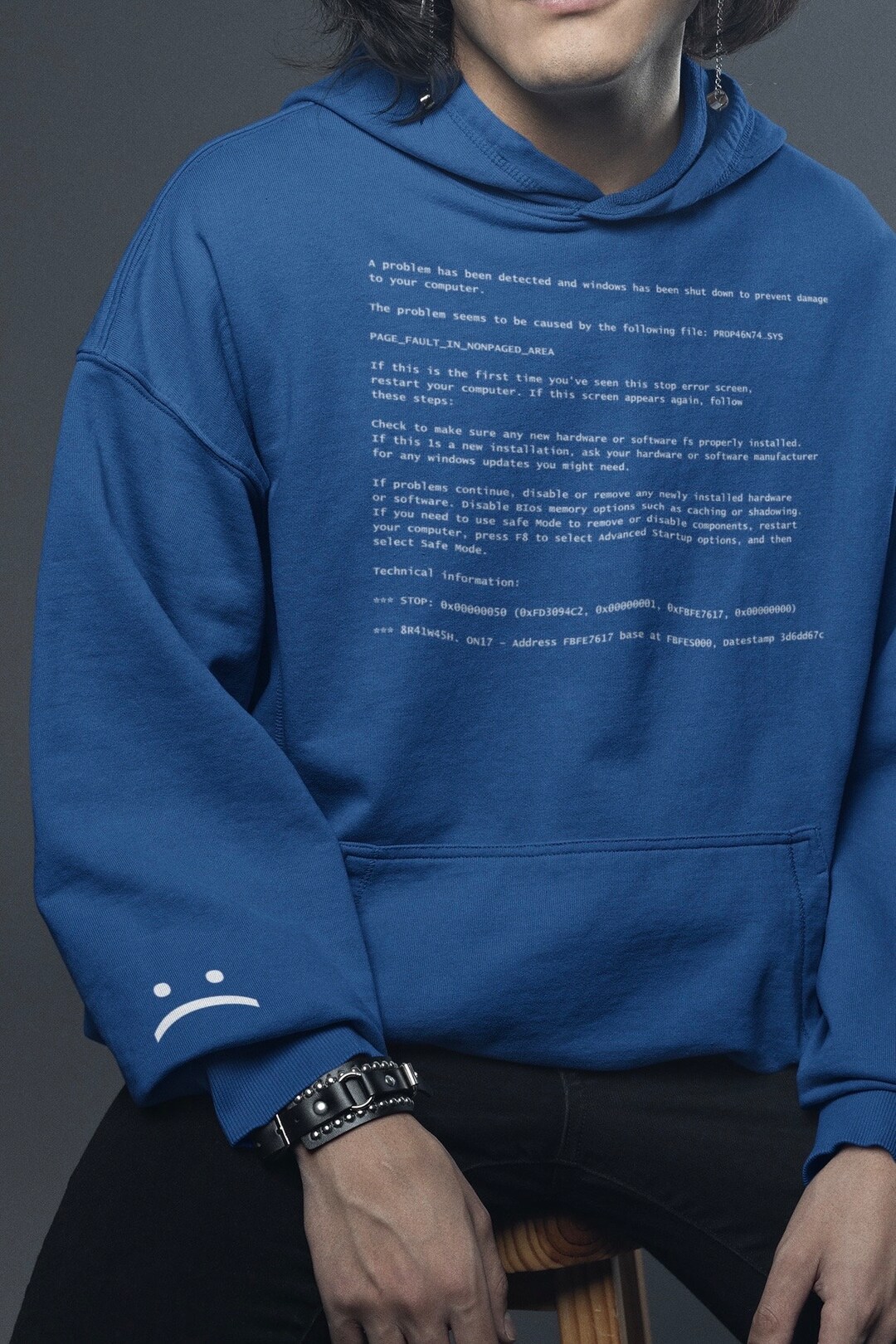 Bsod Hoodie, Blue Screen of Death Hooded Sweat Shirt, Computer Error ...
