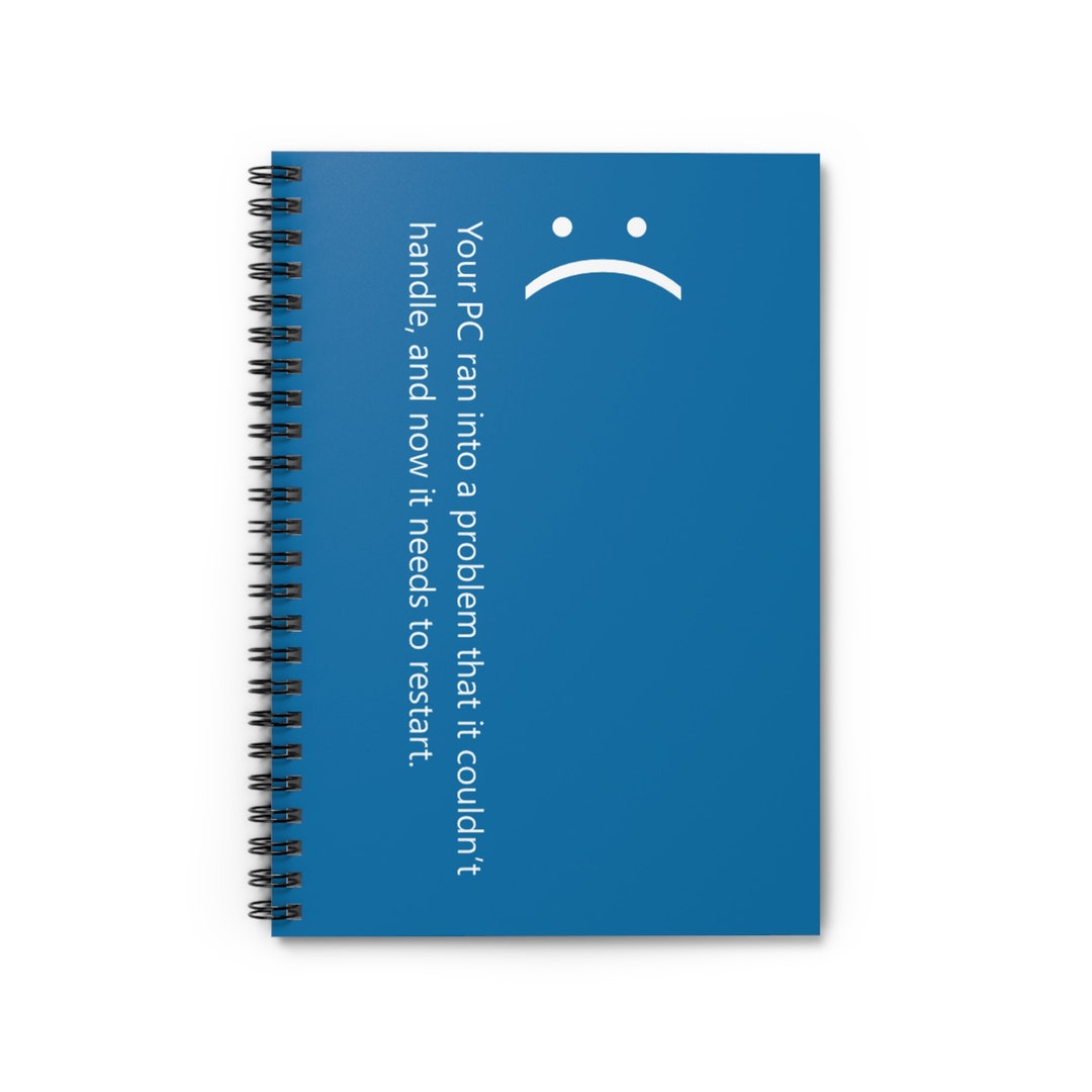 Bsod Spiral Notebook, PC Error Journal Glitch Diary, Geeky School ...