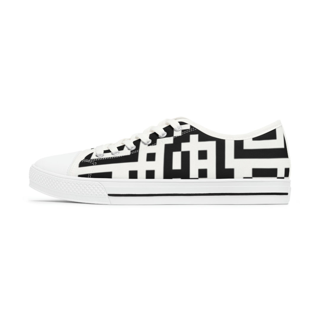 QR Code White Low Top Sneakers, Women Black and White Low Top Sneakers ...
