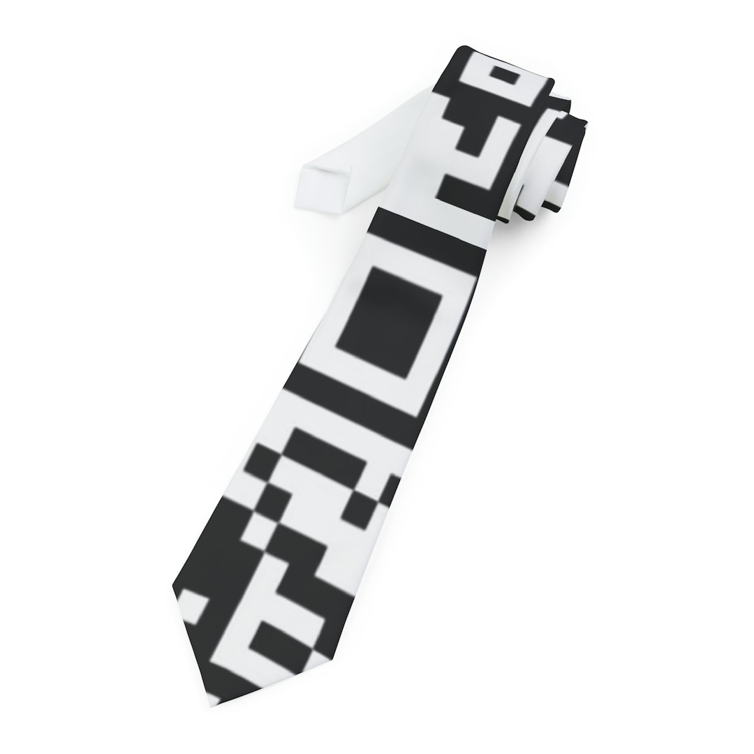 QR Print Necktie, QR Code Tie, Black and White Necktie, Geometric ...