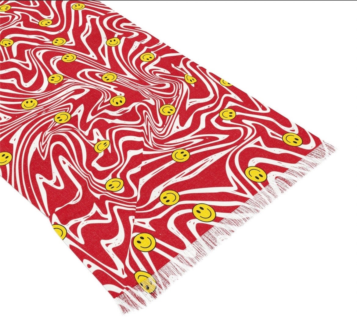 Trippy Smiley Zebra Trance Pashmina, Abstract Psychedelic Boho Raver ...