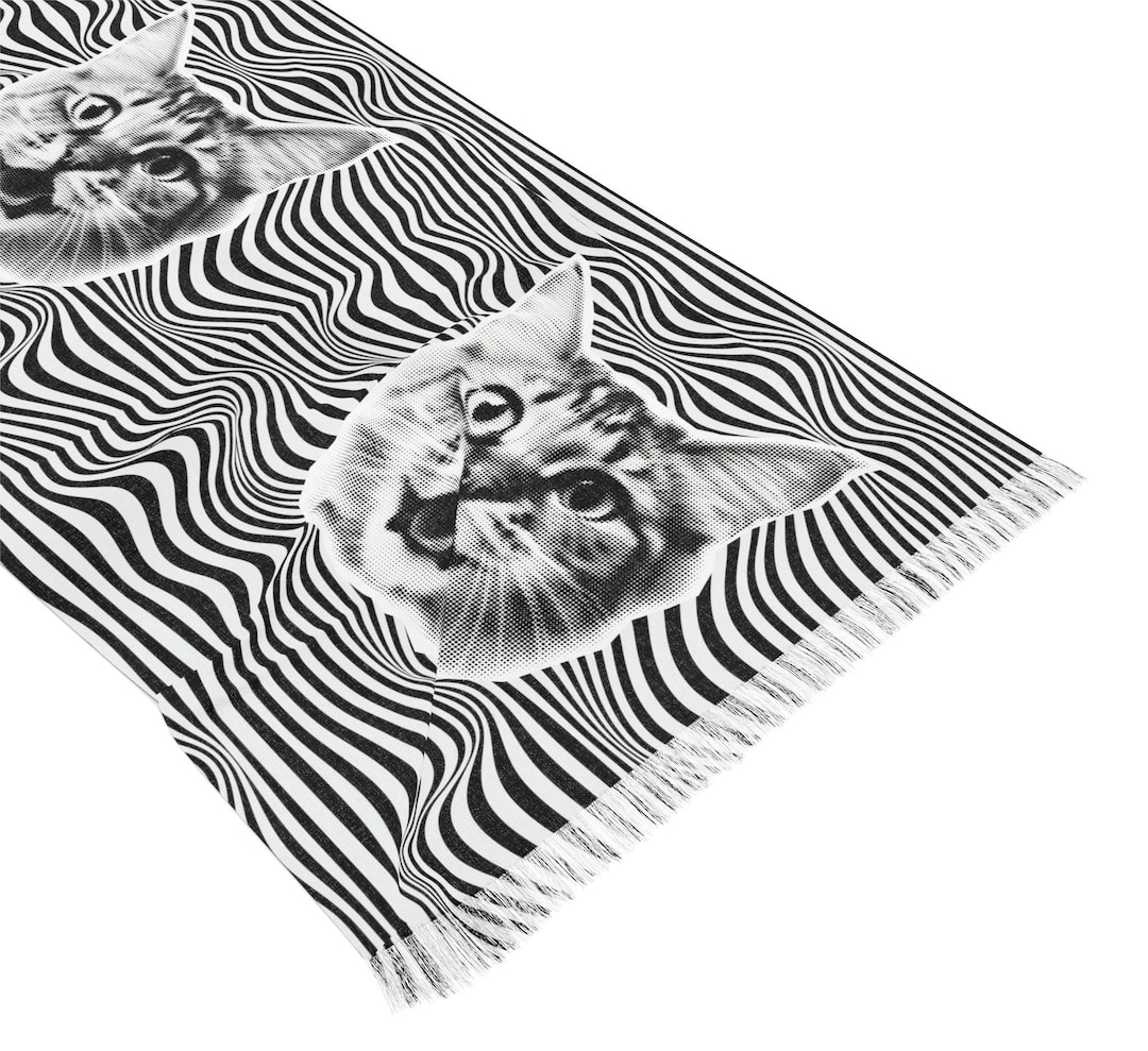 Psychedelic Cat Pashmina, Trippy Abstract Trance Boho Raver Scarf ...