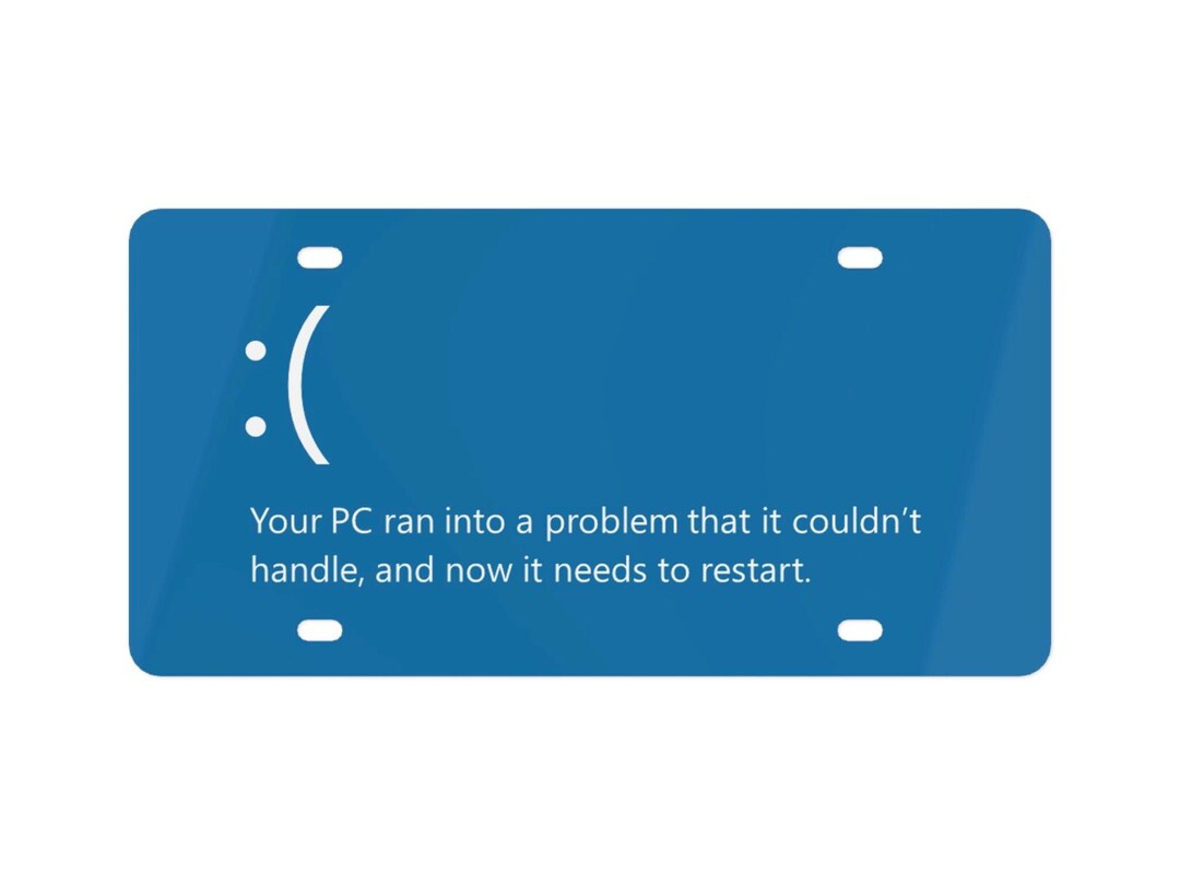 Bsod License Plate, Blue Screen of Death Car Accessory, Nerdy Computer ...