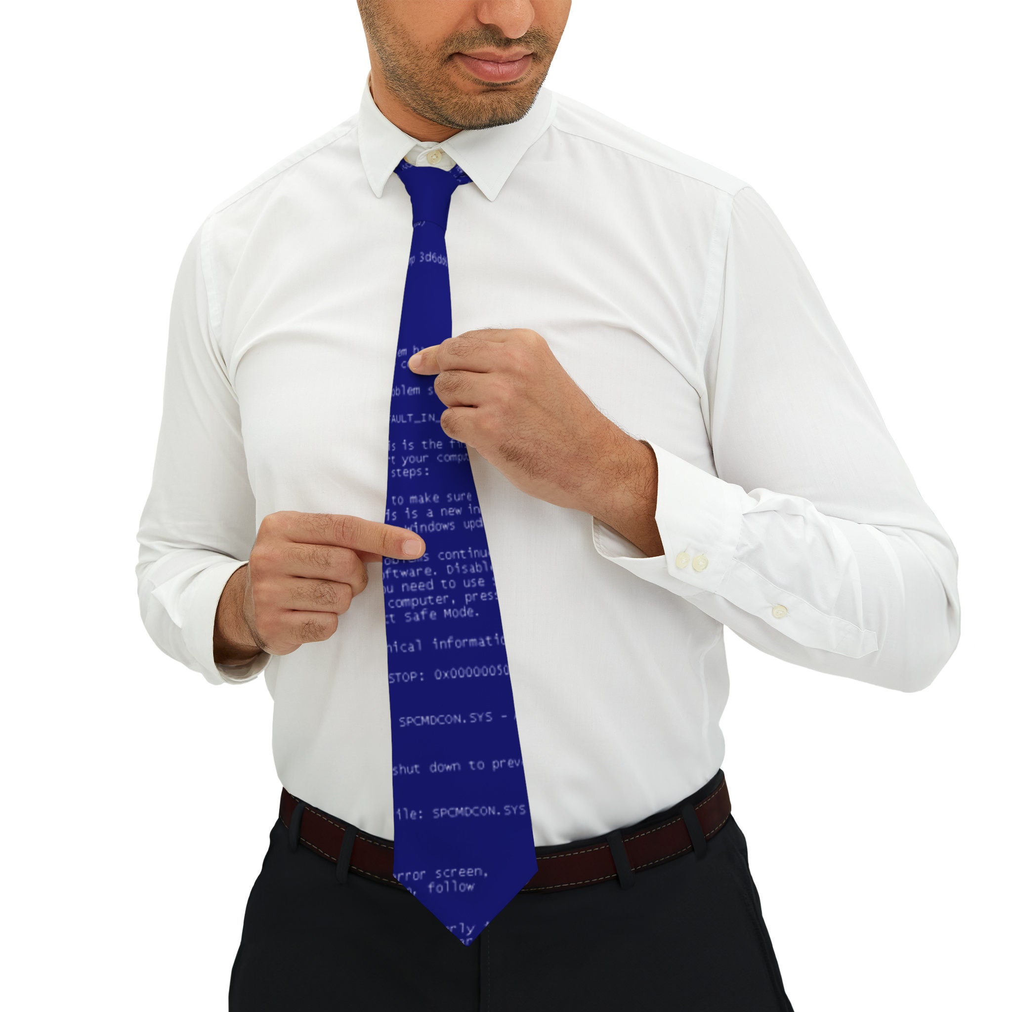 Blue Screen of Death Necktie, Funny Tie, Dark Blue Necktie, IT Joke ...