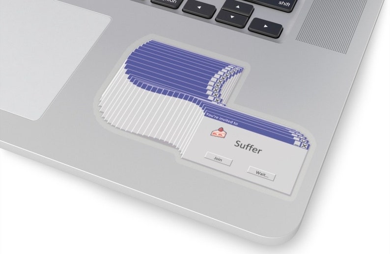 Suffer Popup Laptop Sticker, Funny PC Gamer Accessory Webcore Aesthetic ...
