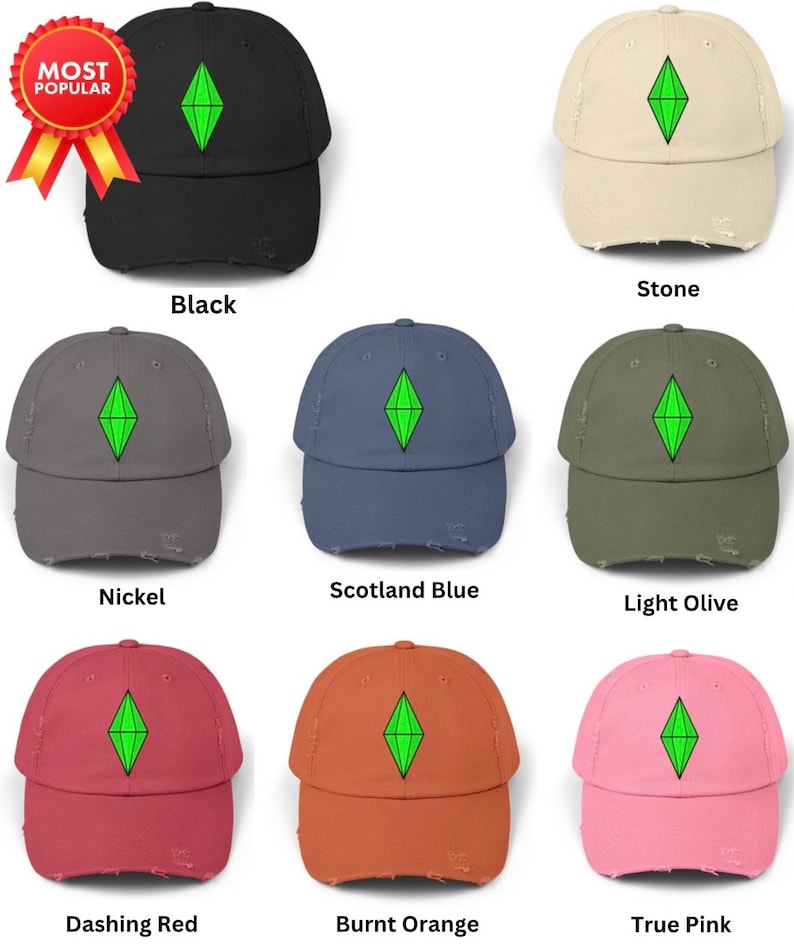 Sim Plumbob Hat, Distressed Plumbob Cap, Baseball Cap for Gamer Gift ...