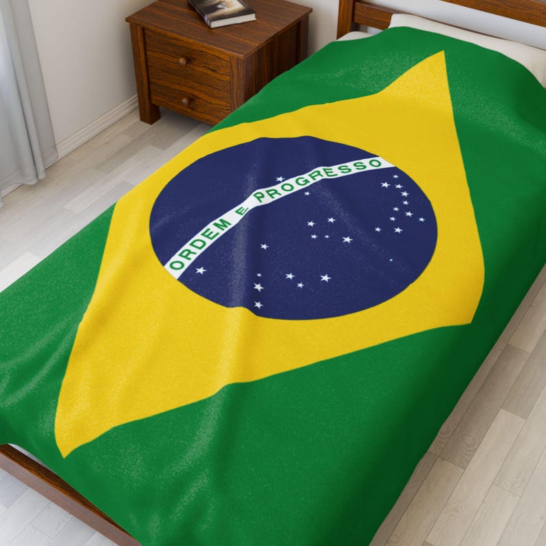 Brazilian Flag Blanket, Brazil Flag Velveteen Plush Throw, Latino Decor ...