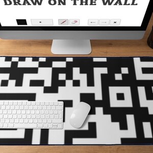QR Code Desk Mat, Black and White Computer Mat, PC Gamer Gift, Tech ...