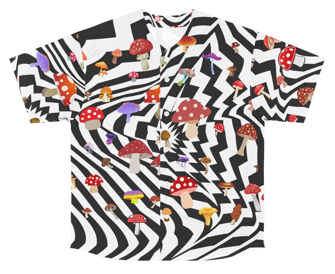 Trippy Mushroom Baseball Jersey Rave T-shirt, Psychedelic T Shirt for ...