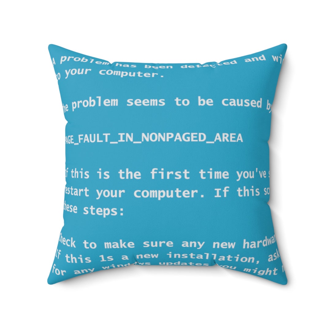 Blue Screen of Death Pillow, Bsod Decorative Light Blue Square Sofa ...