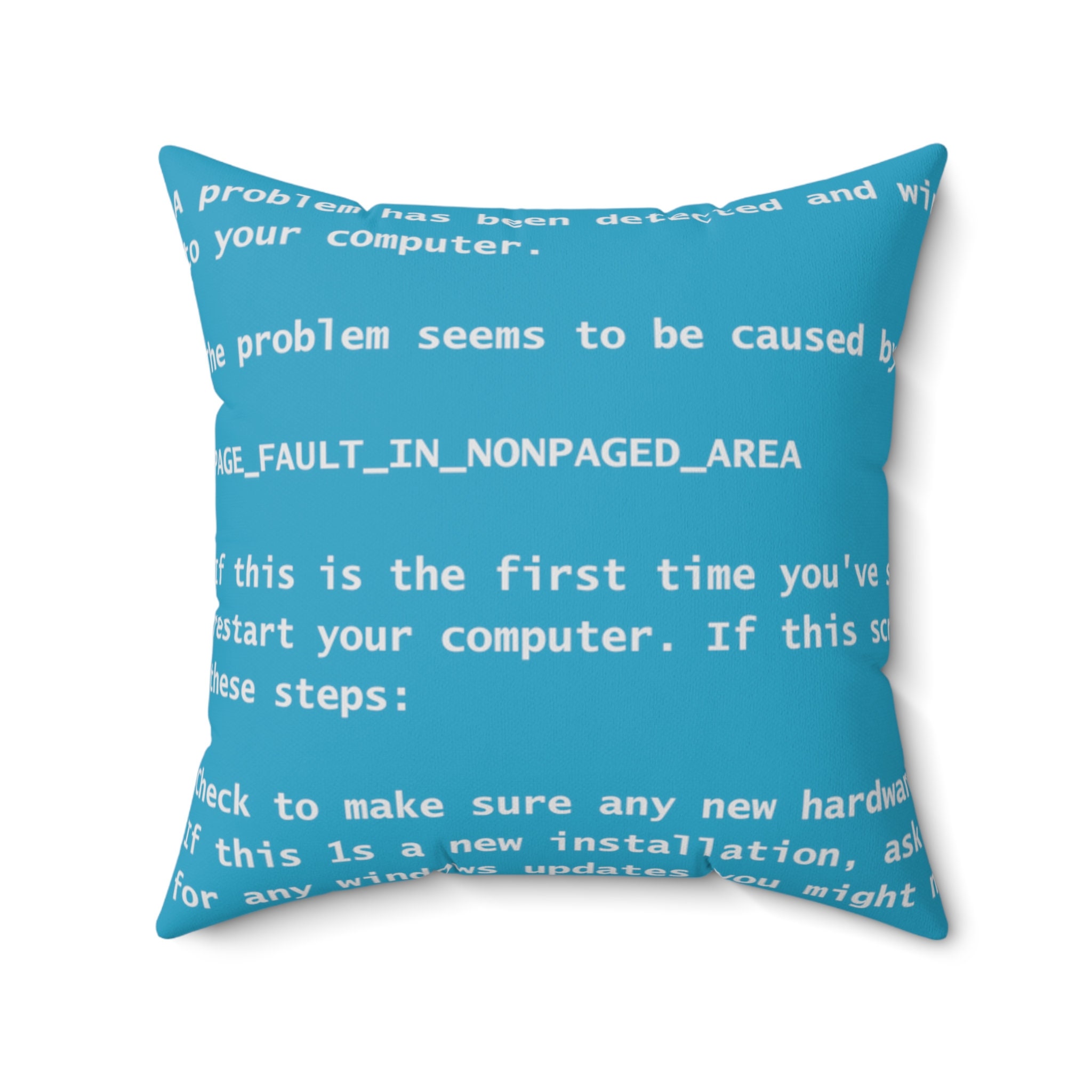 Blue Screen of Death Pillow, Bsod Decorative Light Blue Square Sofa ...