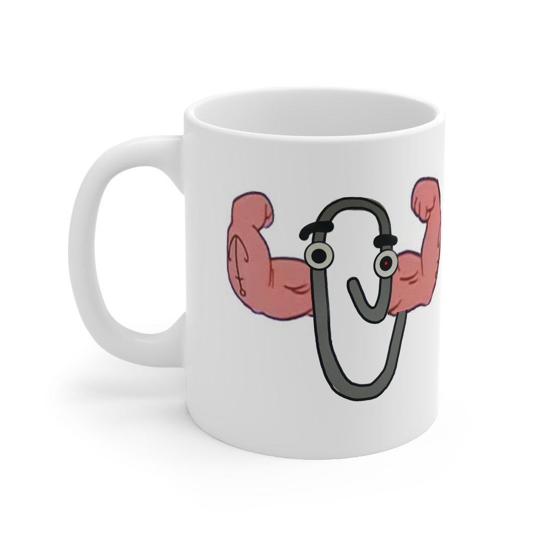 Super Buff Clippy Mug, Clippy Gift, Hand Drawn Mug, Cute Clippy Gift ...