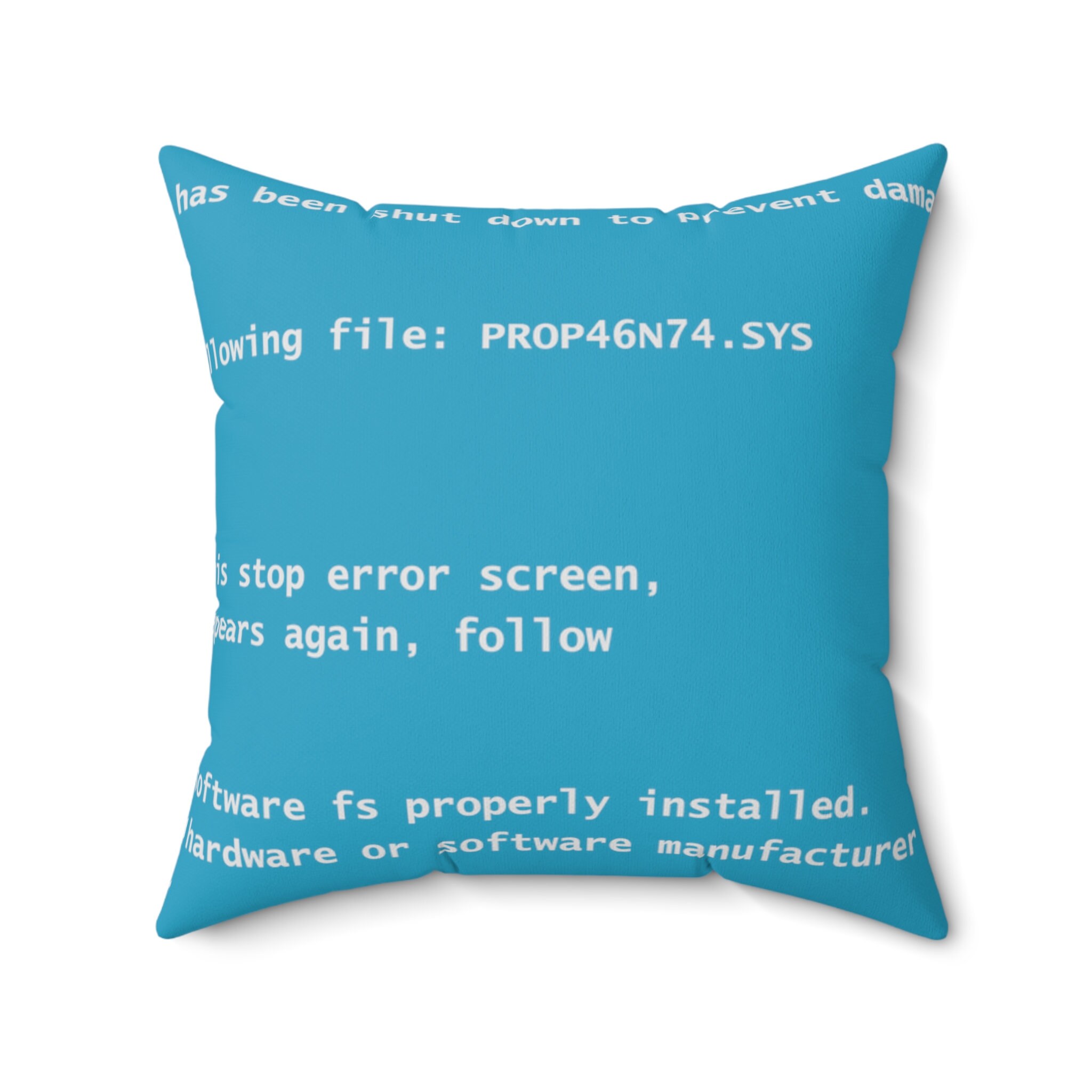 Blue Screen of Death Pillow, Bsod Decorative Light Blue Square Sofa ...