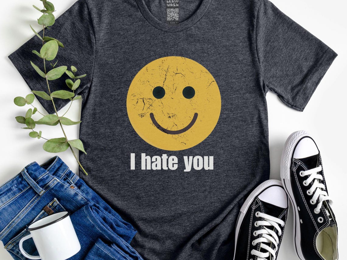 I Hate You Smiley Face T-shirt, Cute Bipolar T Shirt for Men Women ...