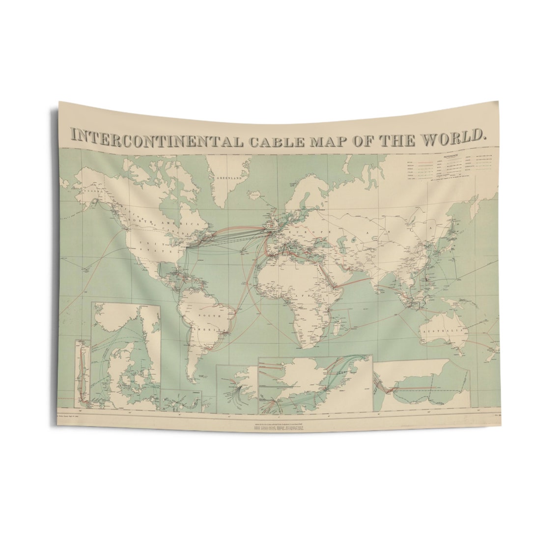Intercontinental Cable Map of the World Wall Tapestry World - Etsy