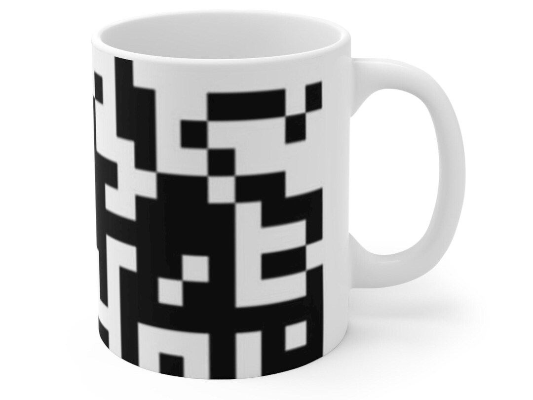 QR Print Mug, QR Code Cup, Cyber Tech Mug, Geometric Patterned Mug ...