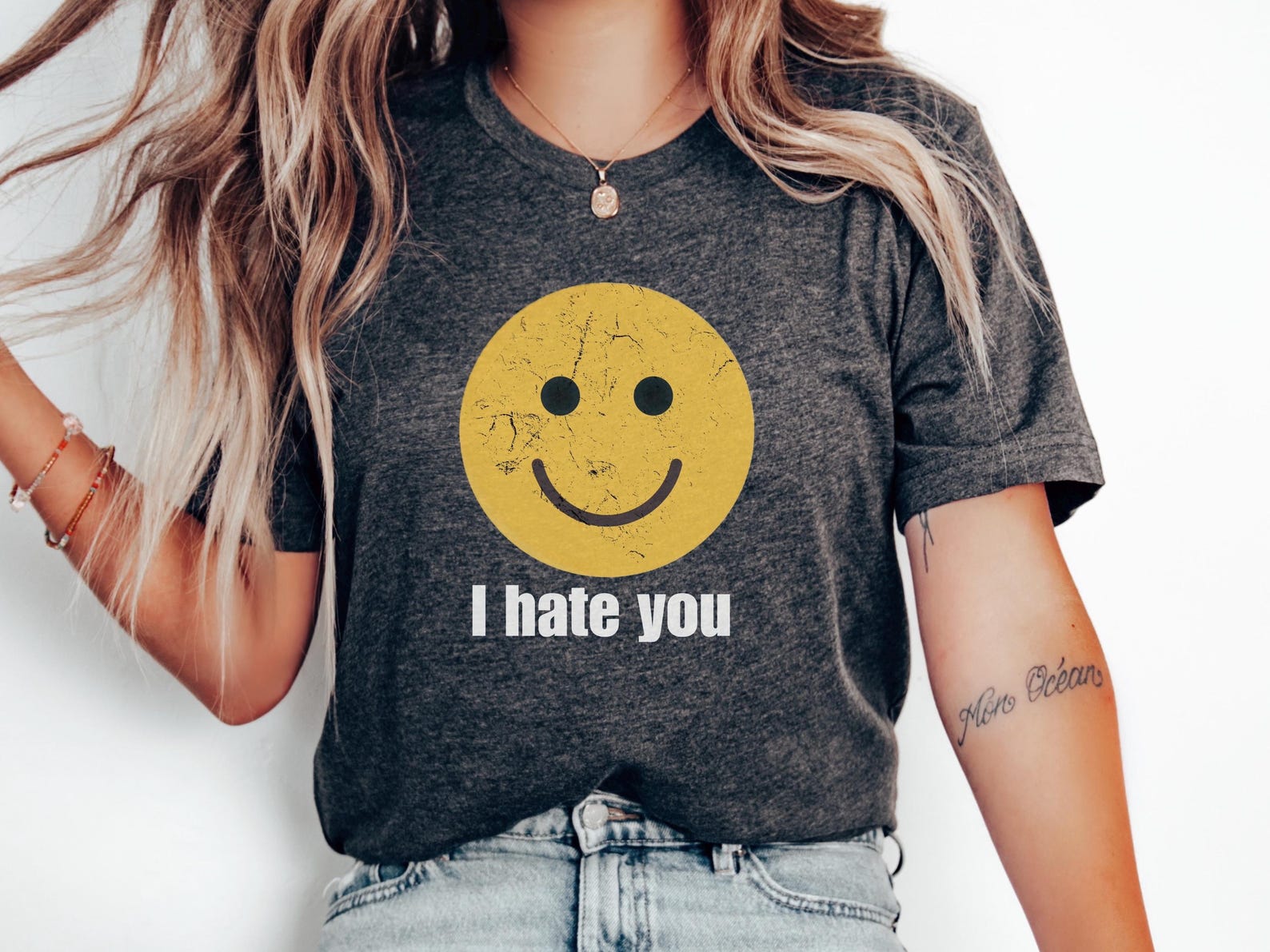 I Hate You Smiley Face T-shirt, Cute Bipolar T Shirt for Men Women ...