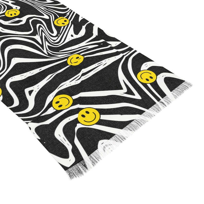 Trippy Smiley Face Trance Pashmina, Abstract Psychedelic Boho Raver ...