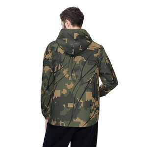 Cyber Sigil Camo Windbreaker Jacket, Hooded Digital Camouflage Raincoat ...