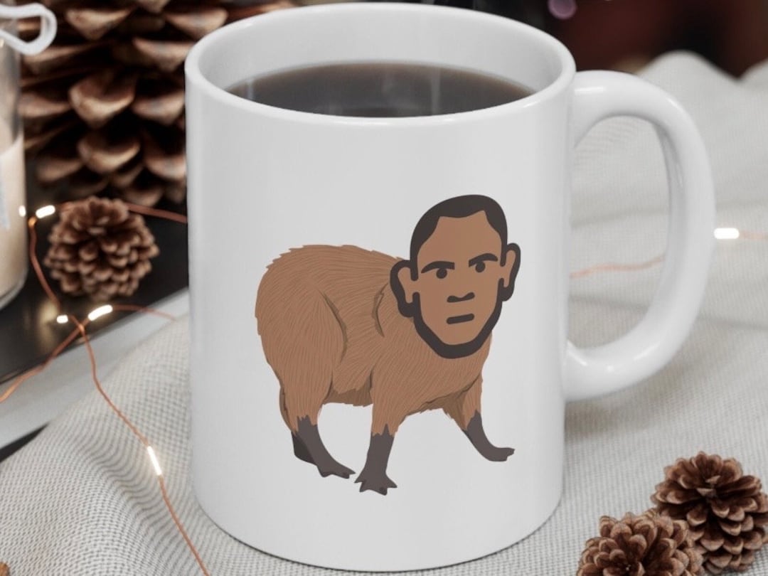 Capybarack Obama Mug, Presidential Political Pun Cup, Funny Weird ...
