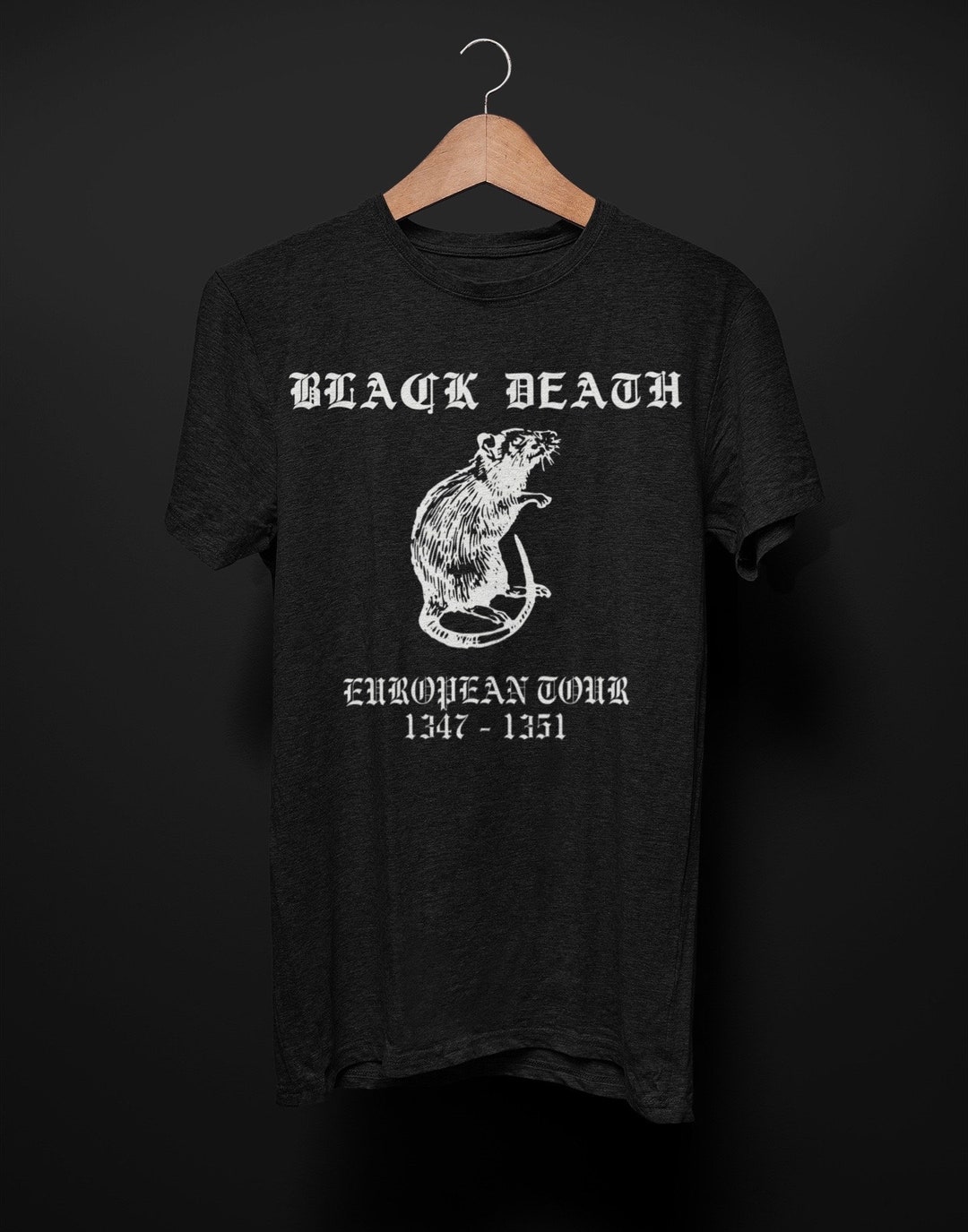 Black Death European Tour T-shirt, Goth Alt Plague Rat Oversized Tee ...