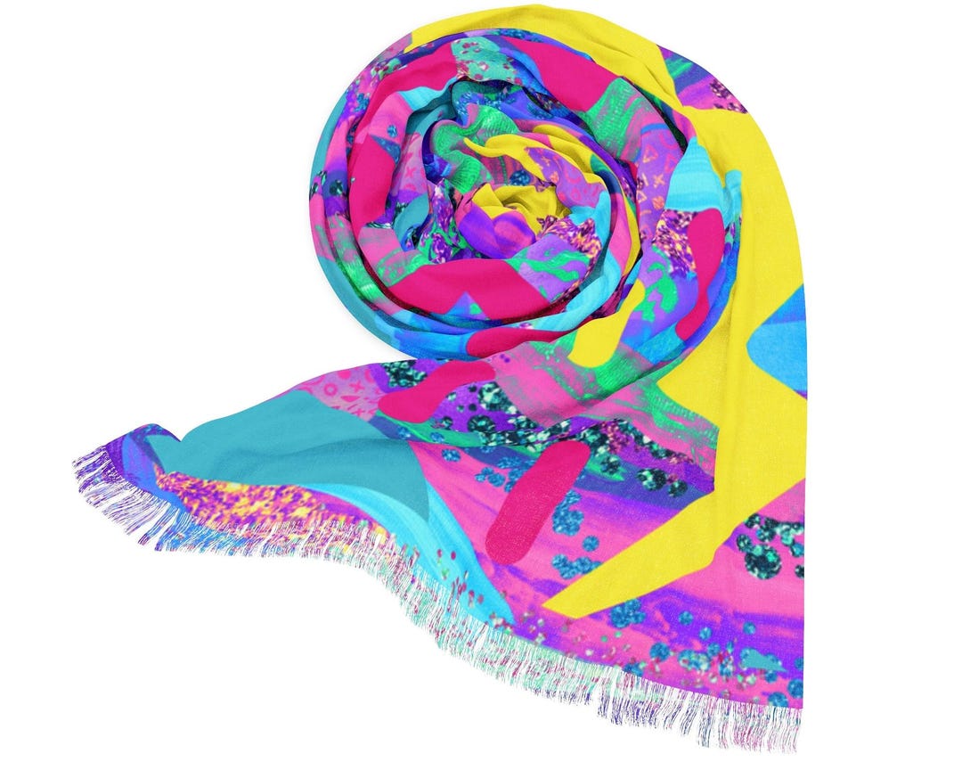 90s Retro Colorful Pashmina, 1990s Raver Scarf Accessory for Women Men ...