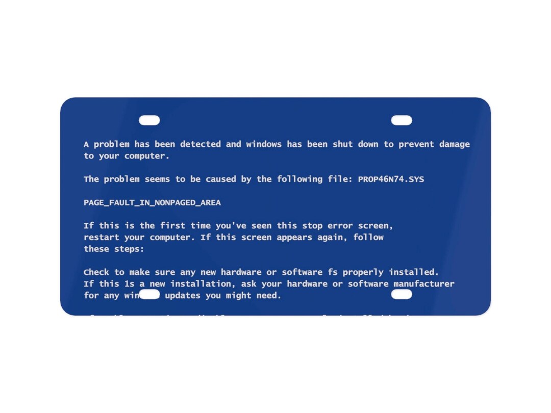 Bsod License Plate, Blue Screen of Death Car Accessory, Nerdy Computer ...