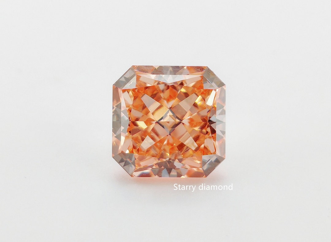 3.225ct Radiant Cut Fancy Intense Pinkish Orange Lab - Etsy
