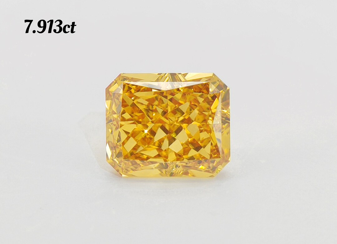 7.913ct Radiant Cut Fancy Yellow Loose Diamond/ Lab Grown Diamond Ring ...