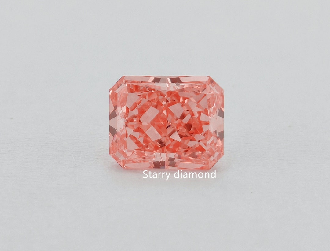 1.2ct Radiant Cut Fancy Vivid Orangy Pink Lab Diamond/lab Pink Diamond ...