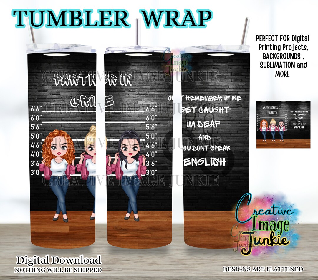 Partners in Crime PNG, 20oz Bestie Sublimation Wrap, Digital Download ...