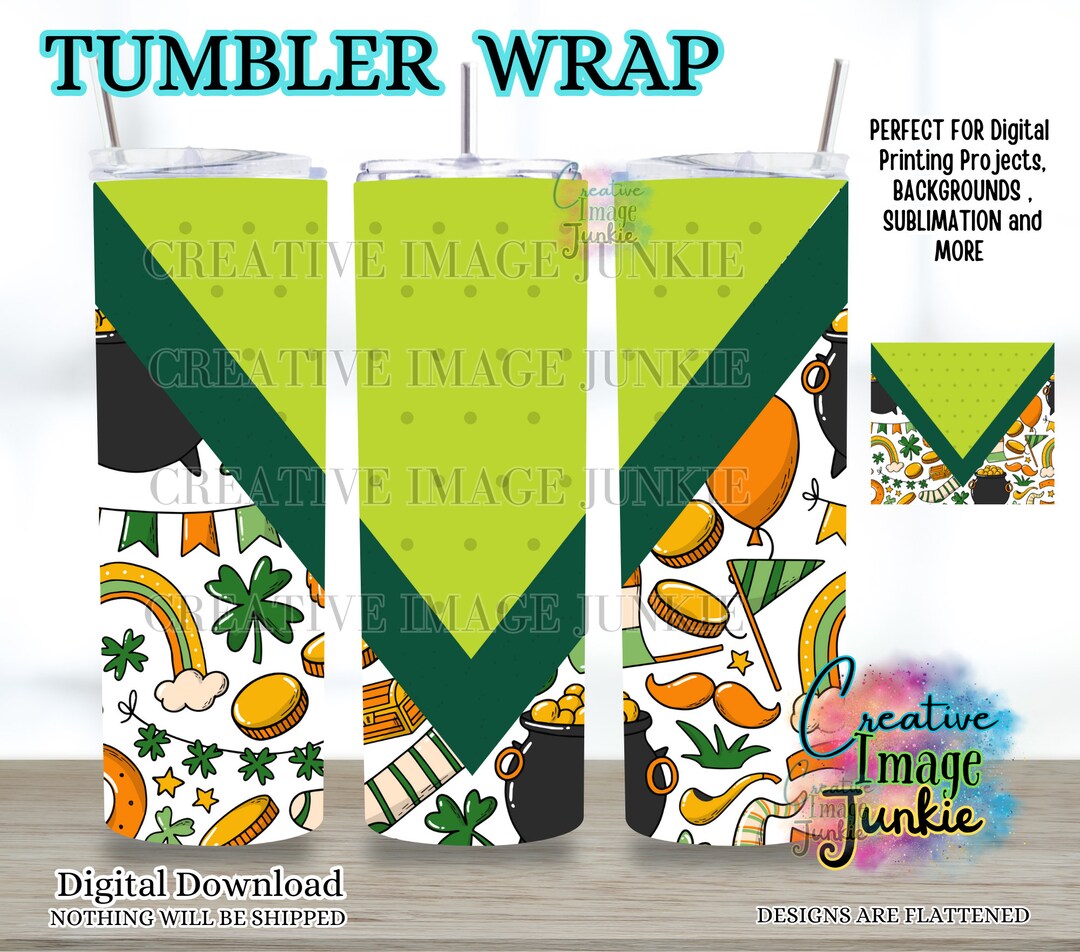 St. Patty Day Tumbler Wrap, Pot of Gold Tumbler Wrap, Digital Download ...