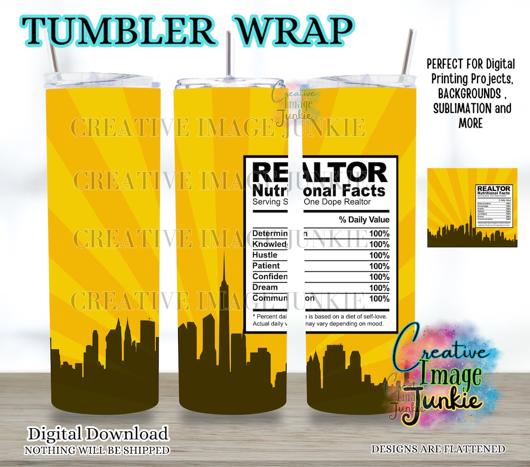 Realtor Tumbler Wrap, Digital Download, 20oz Sublimation, Real Estate ...