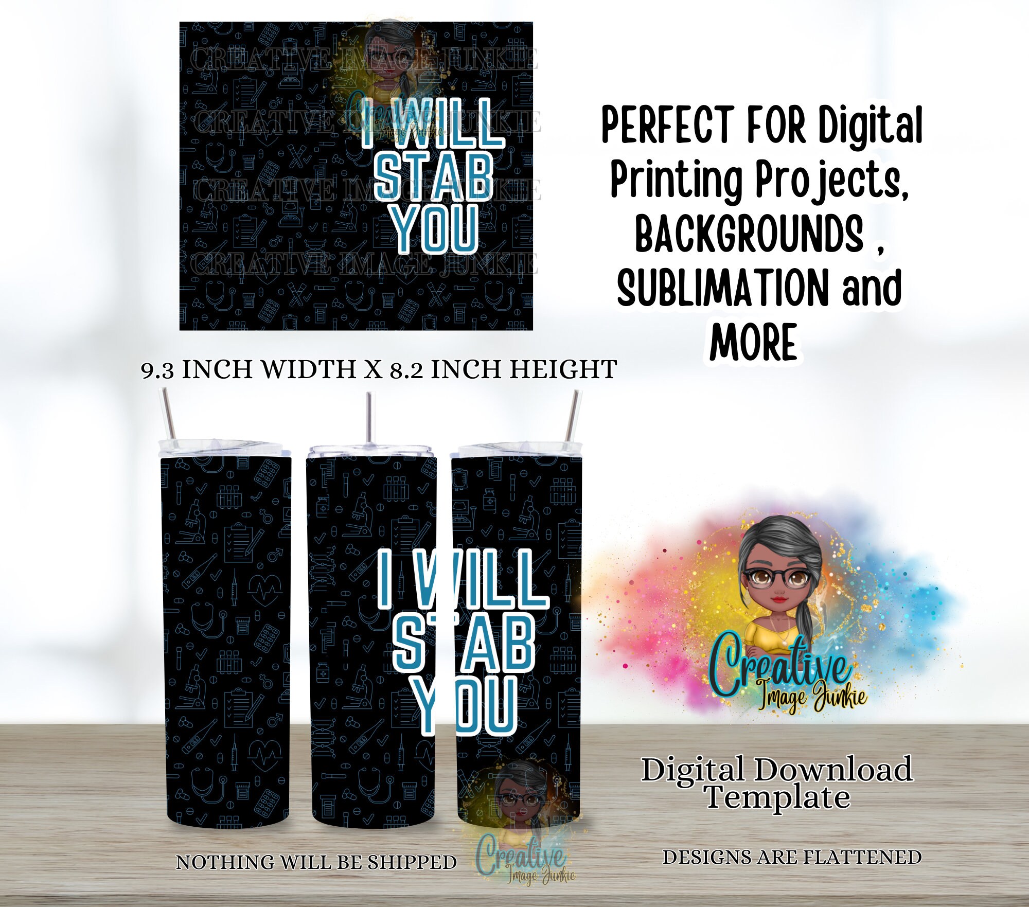 Phlebotomist Tumbler Wrap, Needle Tumbler Wrap, 20oz Sublimation ...