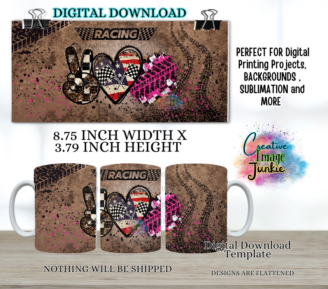 Peace Love Racing Mug Png Sublimation Design, Race Clipart, Race Mug ...