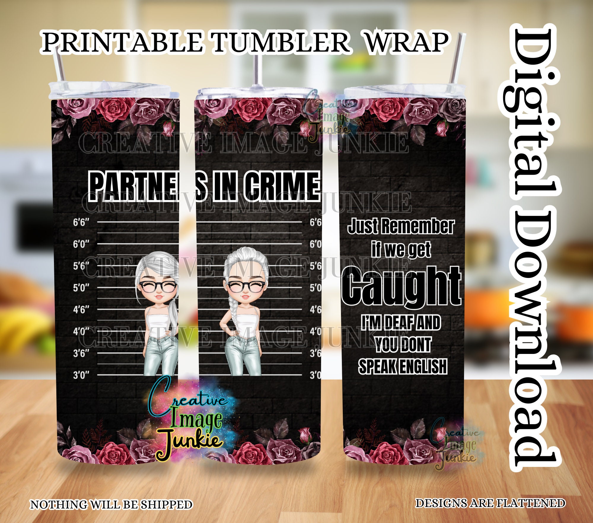 Partners in Crime, Police Inmate, Mugshot, 20oz Sublimation Template ...