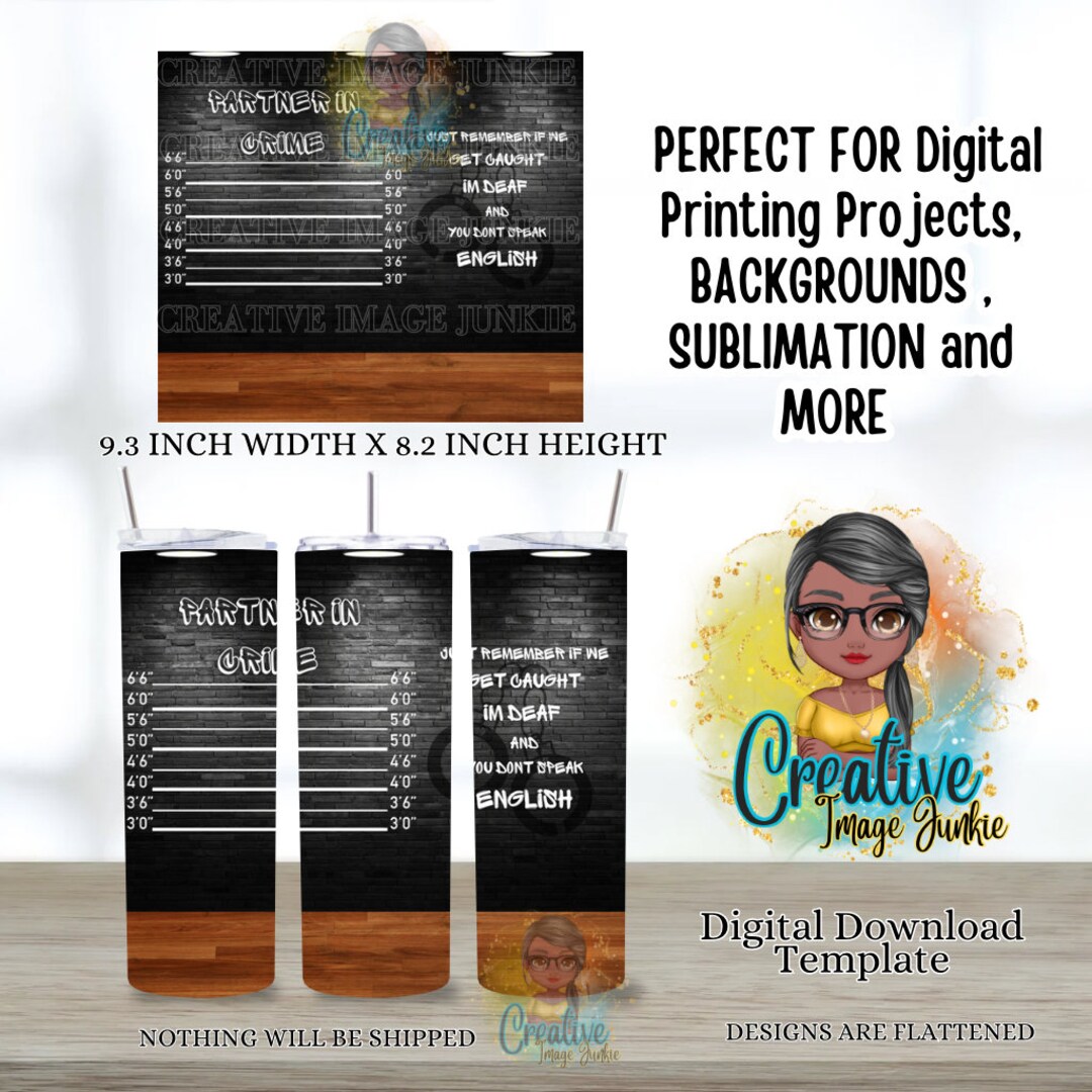 Partners in Crime, Police Inmate Lineup,20oz Sublimation Template Wrap ...
