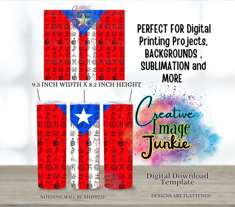 Puerto Rico Tumbler Wrap, Puertorican Flag Design, Digital Download ...
