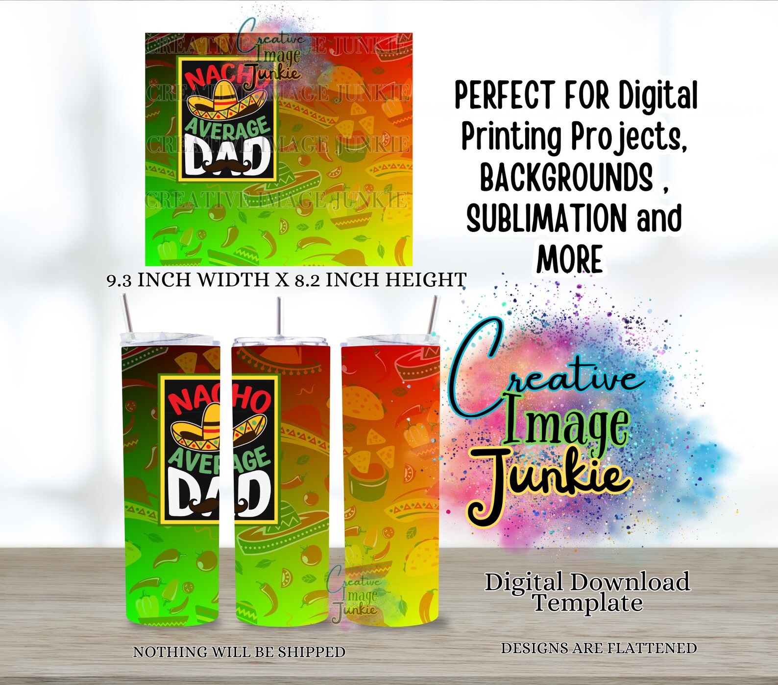 Nacho Average Dad Father's Day 20 Oz Skinny Tumbler Png, Tumbler Wrap ...