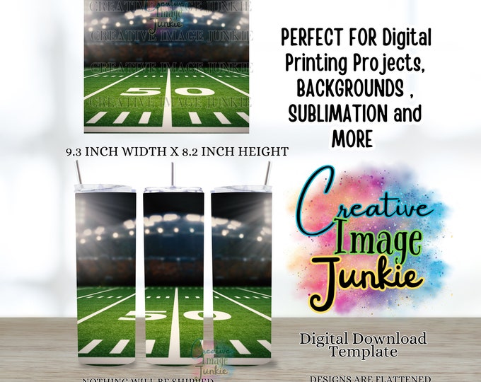 Football Field Tumbler Wrap PNG – 20oz Skinny Sublimation Design ...
