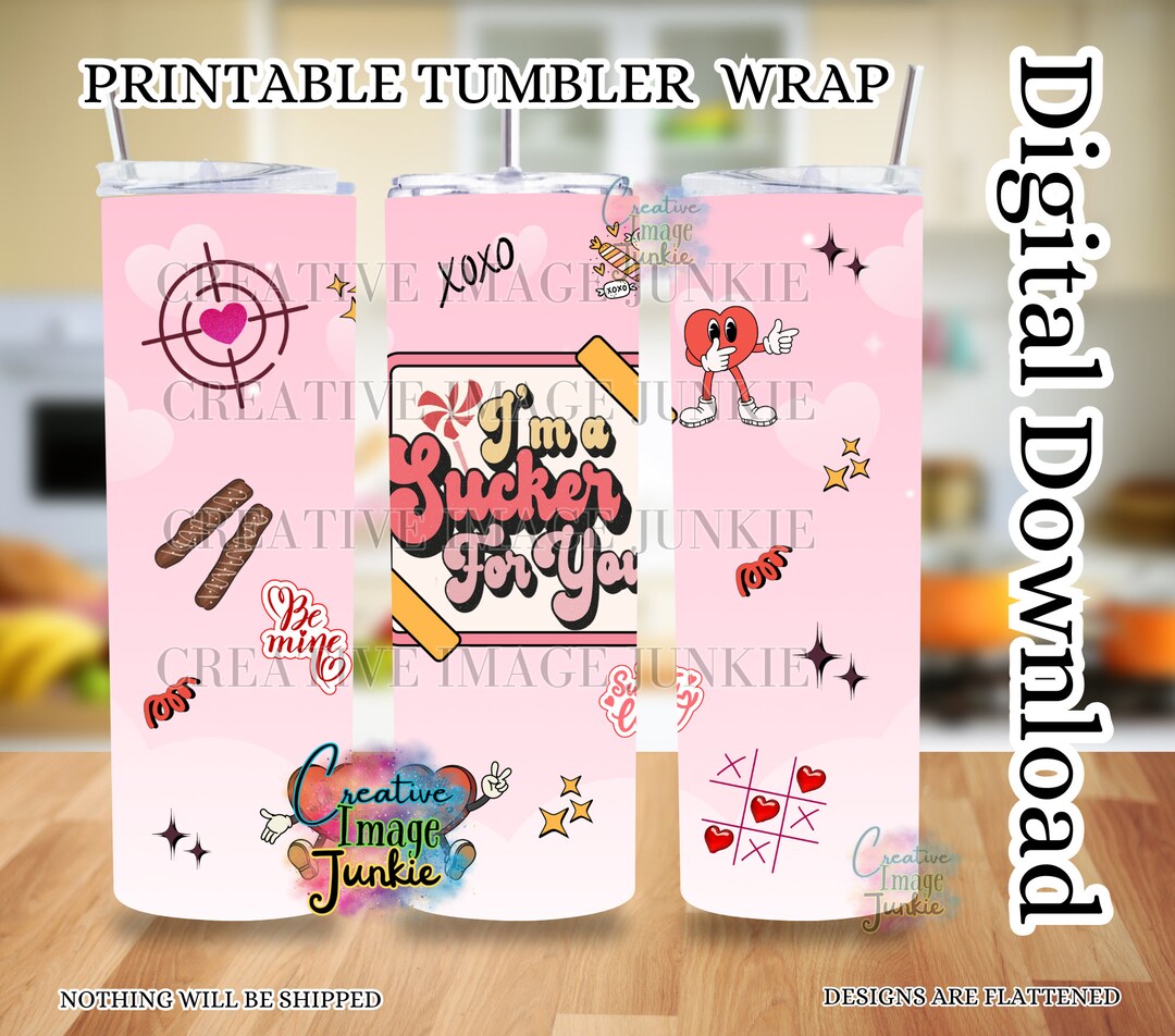 Valentines Cup Wrap, 20oz Retro Valentine’s Day Sublimation Wrap ...