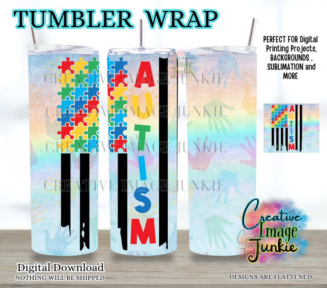 Autism Awareness Tumbler Wrap PNG, Puzzle Piece Sublimation Design ...