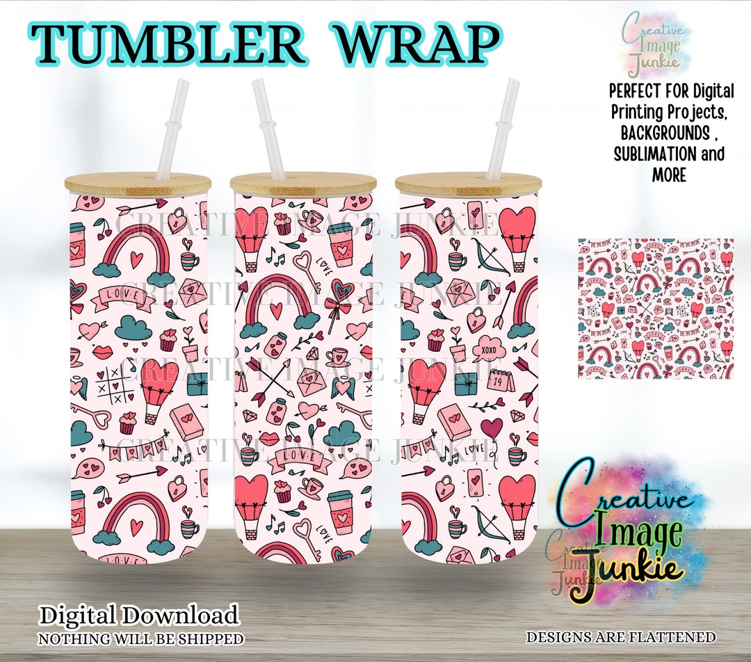 25oz Libby Sublimation Wrap, Digital Download, Valentine, Doodle Cup ...