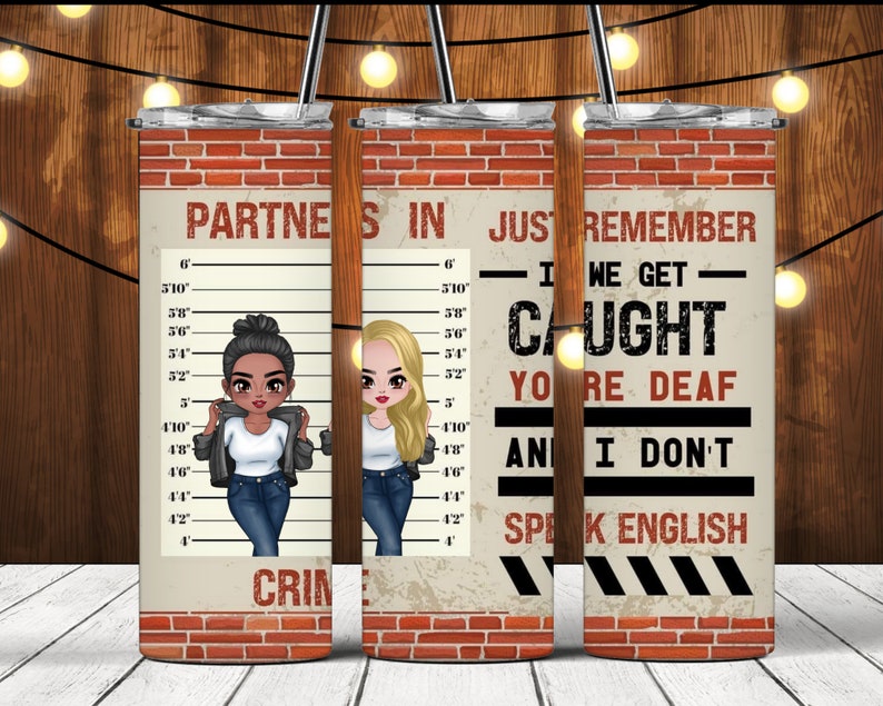 Partners in Crime PNG, 20oz Bestie Sublimation Wrap, Digital Download ...