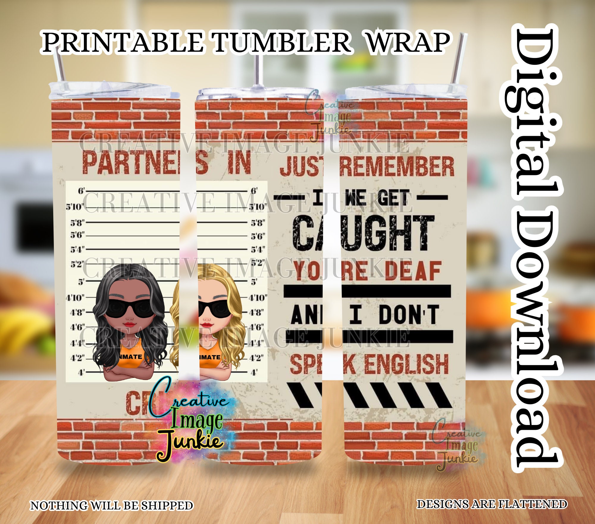 Partners in Crime, Police Inmate, Mugshot, 20oz Sublimation Template ...